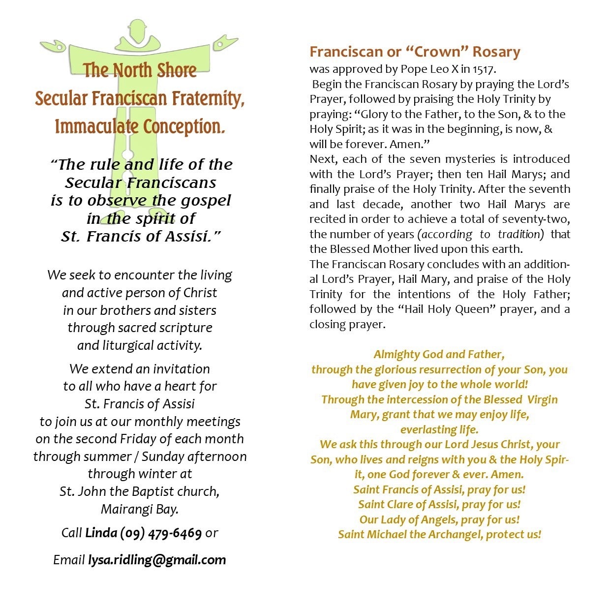 North Shore Secular Franciscan Fraternity - East Coast Bays Church